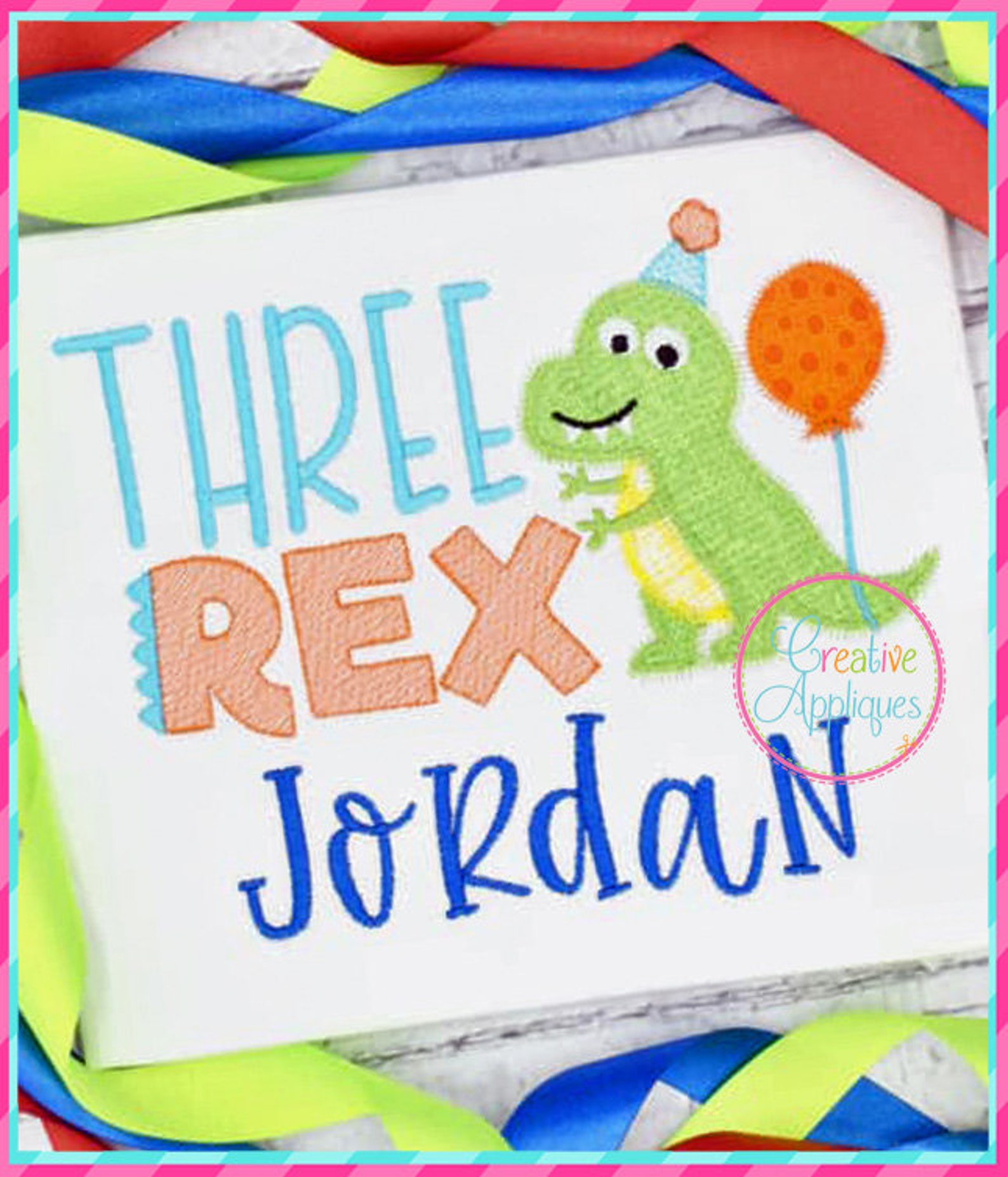 Three Rex 3rd Birthday Digital Machine Embroidery Design 4 - Etsy