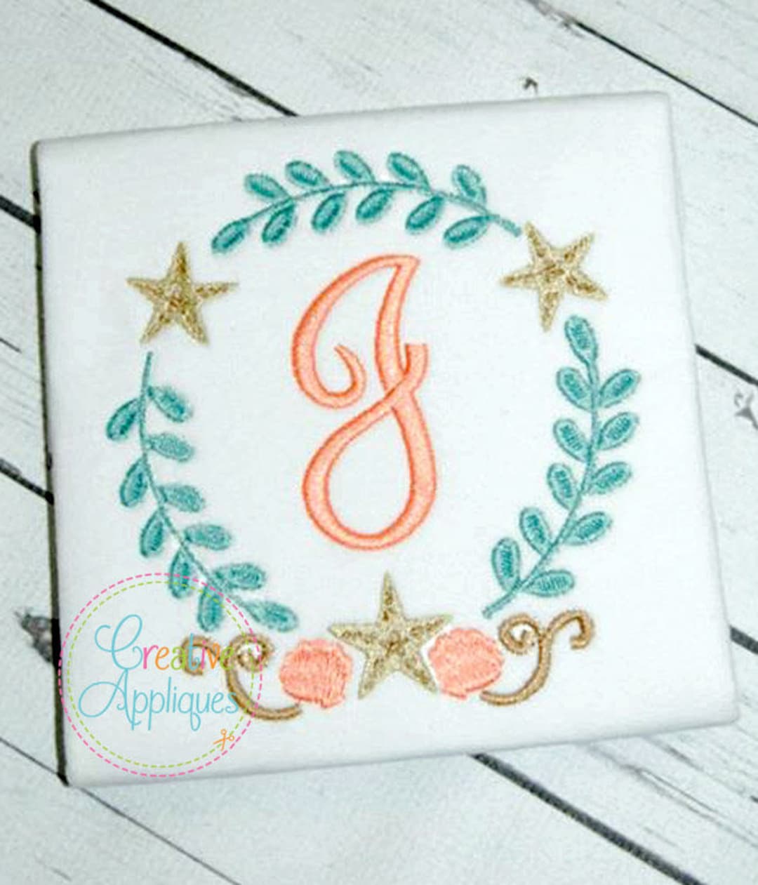 Beach Monogram Frame Digital Machine Embroidery Design 4 Sizes ...