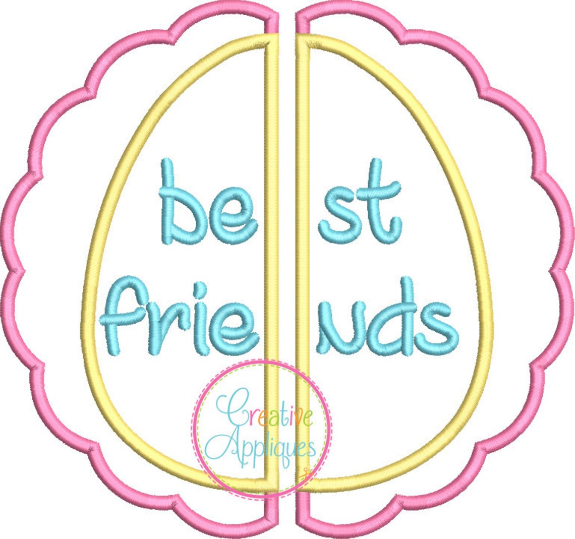 Best Friends BFF Split Easter Egg Digital Machine Embroidery Applique ...