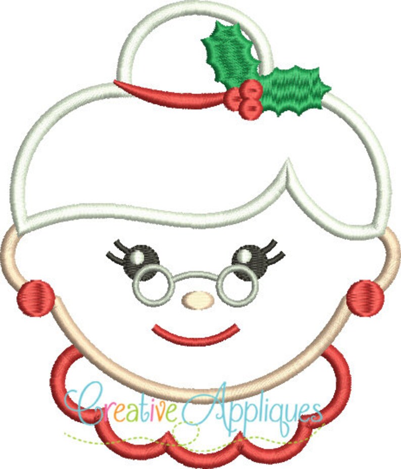 Mrs Claus Applique Embroidery Design 4 Sizes, Mrs Claus Applique, Santa ...