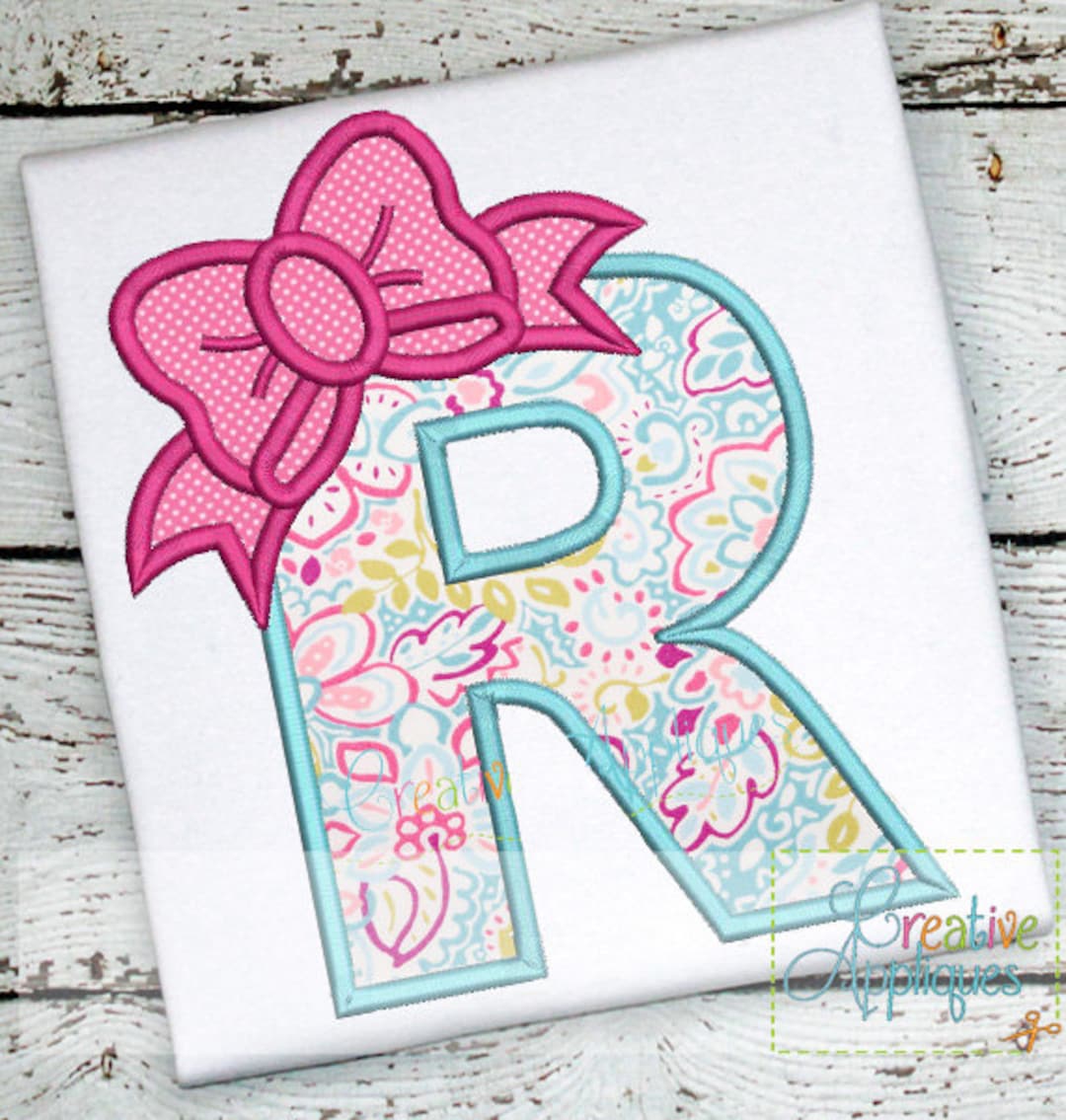 Bow Letter R Applique Machine Embroidery Design 4 Sizes, Bow Letter ...