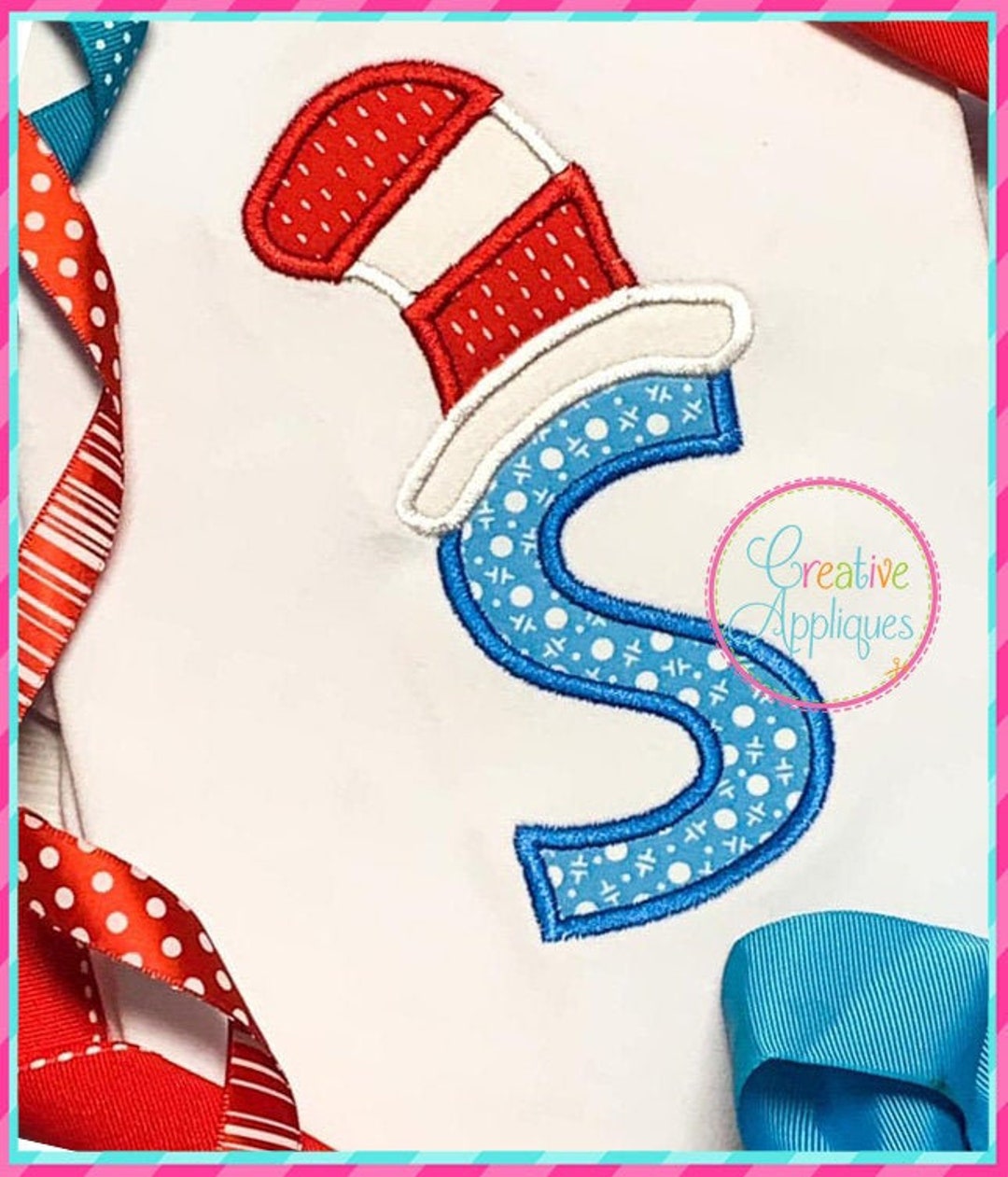 Striped Hat Applique Alphabet Letter Set A-Z Applique Machine ...