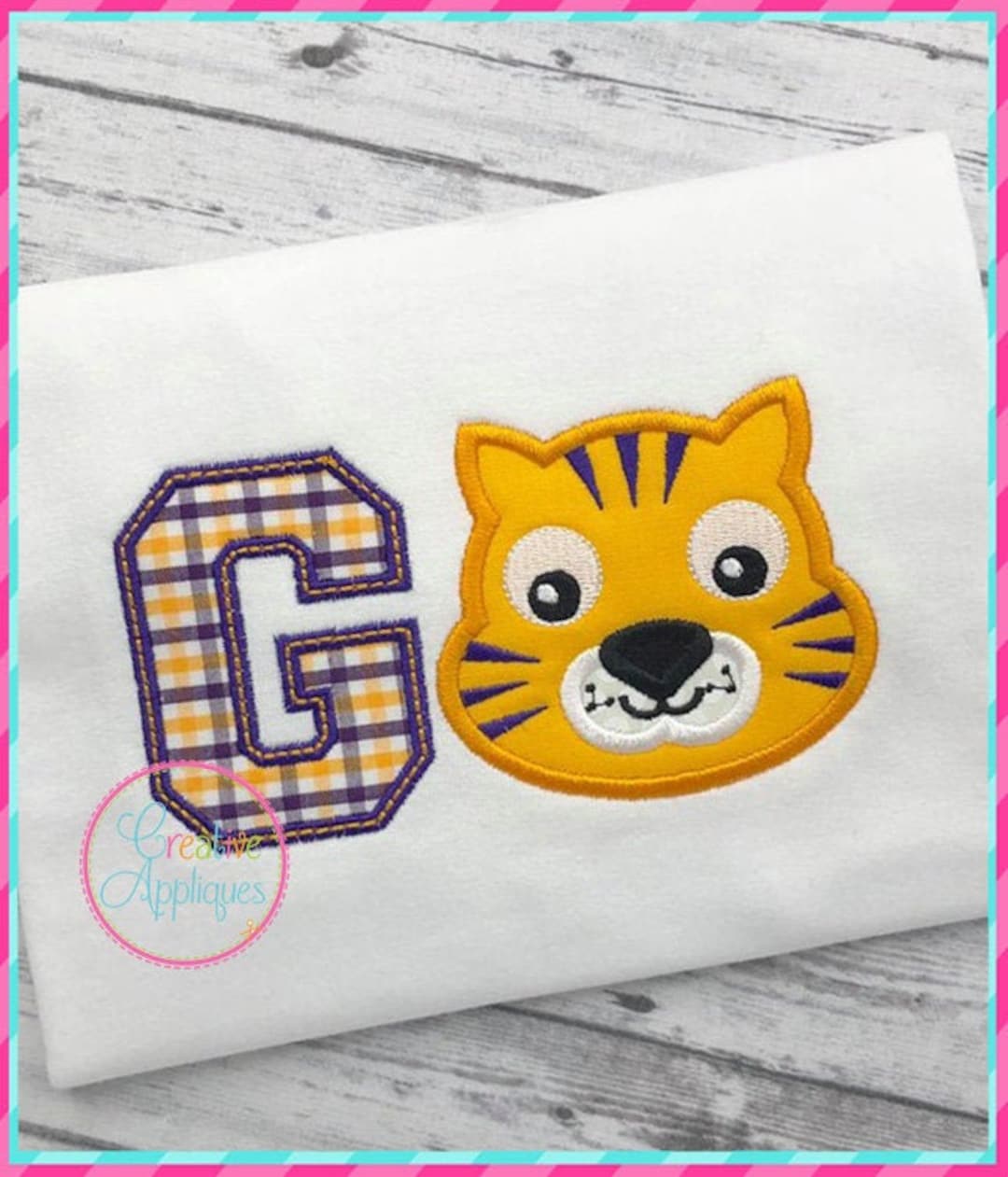 Go Tiger Applique Digital Machine Embroidery Design 4 Sizes, Tiger ...