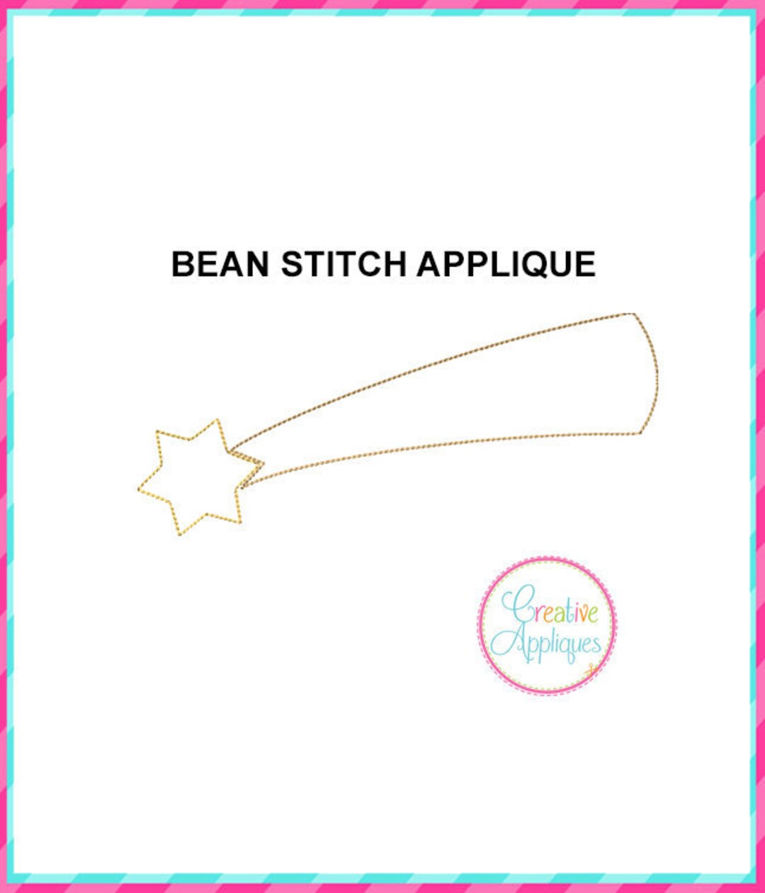 Bean Stitch Shooting Star Applique Embroidery Design 5 Sizes, Star ...