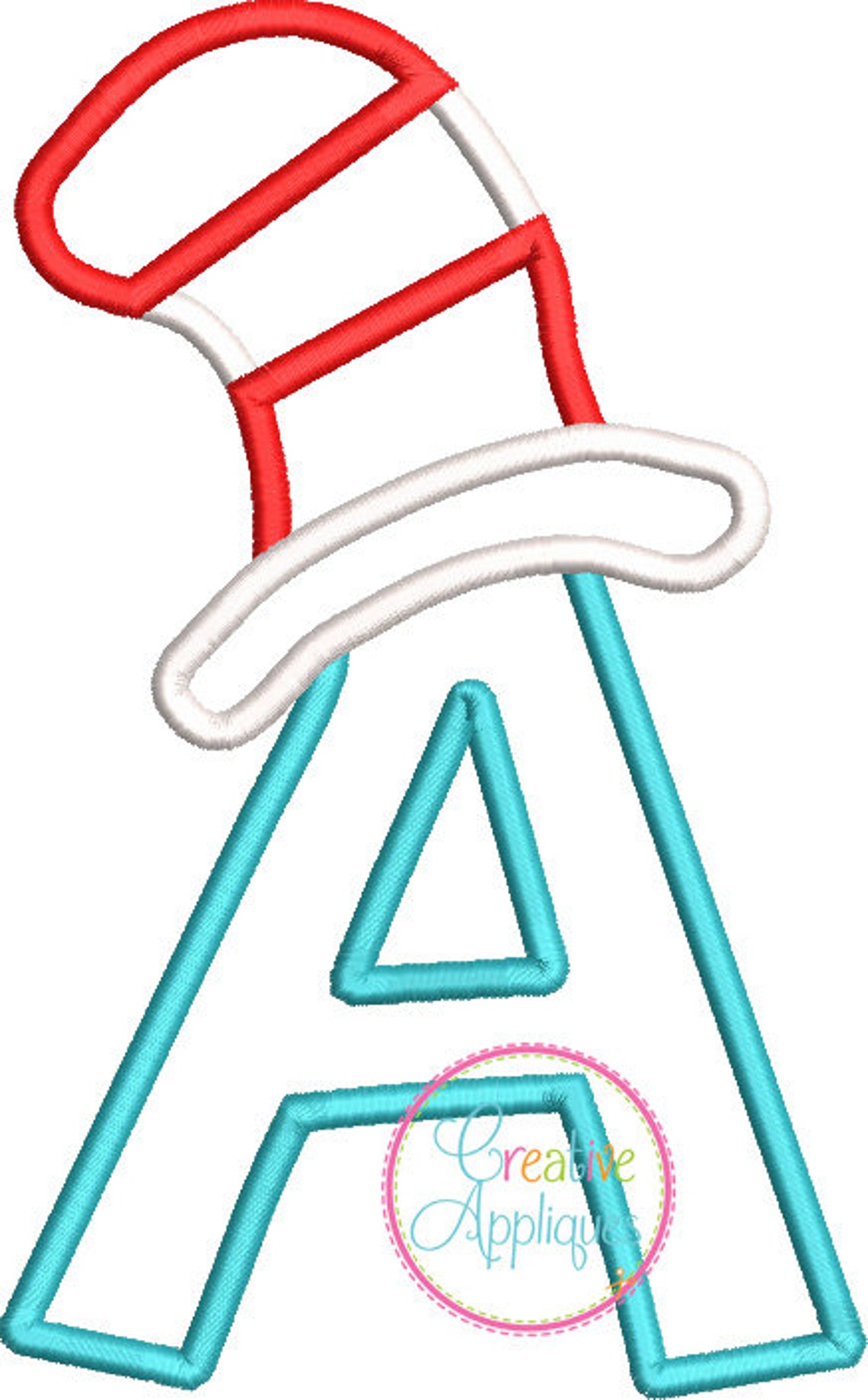 Striped Hat Applique Alphabet Letter Set A-Z Applique Machine | Etsy