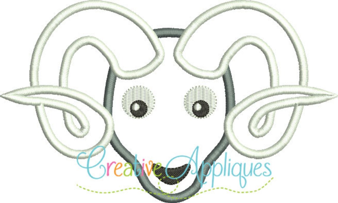 Ram Applique Digital Machine Embroidery Design 4 Sizes Ram | Etsy