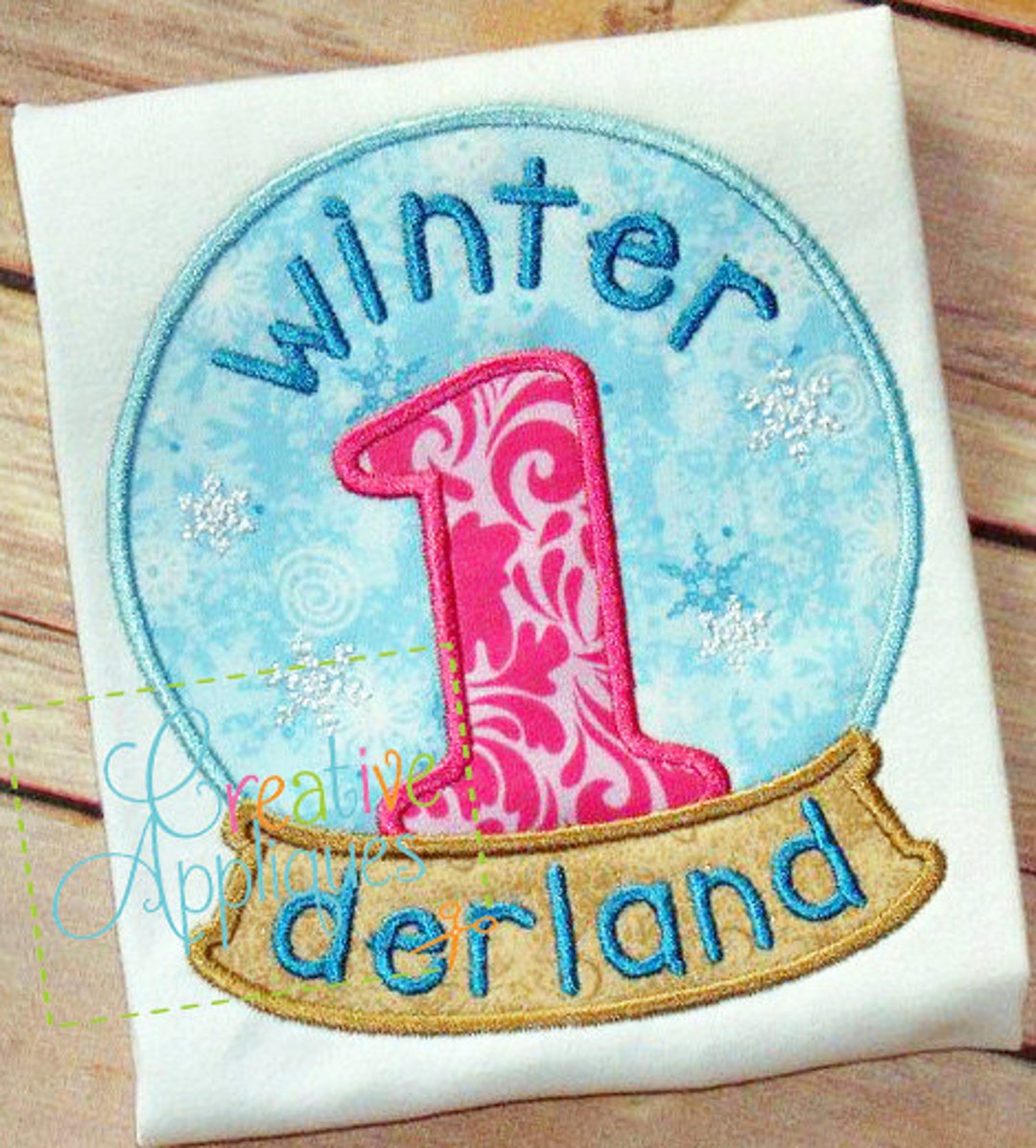Winter One-derland Snow Globe Digital Machine Embroidery Applique ...