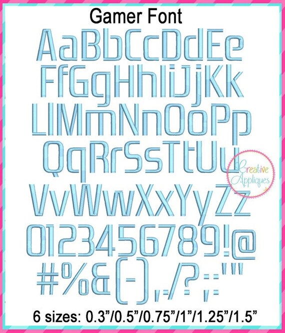 6 Sizes Gamer Embroidery Alphabet Font Digital Machine - Etsy