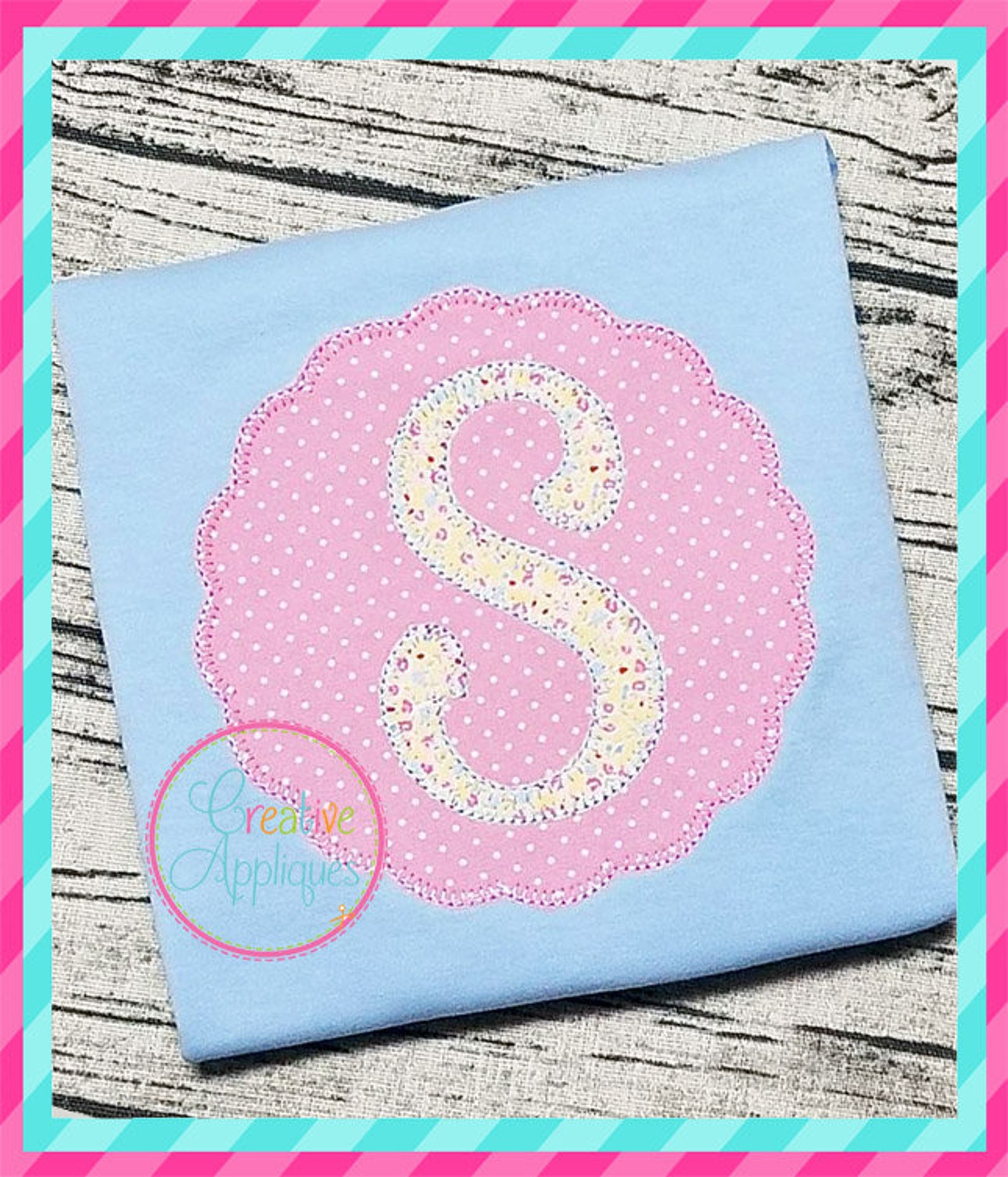 Blanket Stitch Scallop Circle Applique Alphabet Letters A Thru Z ...