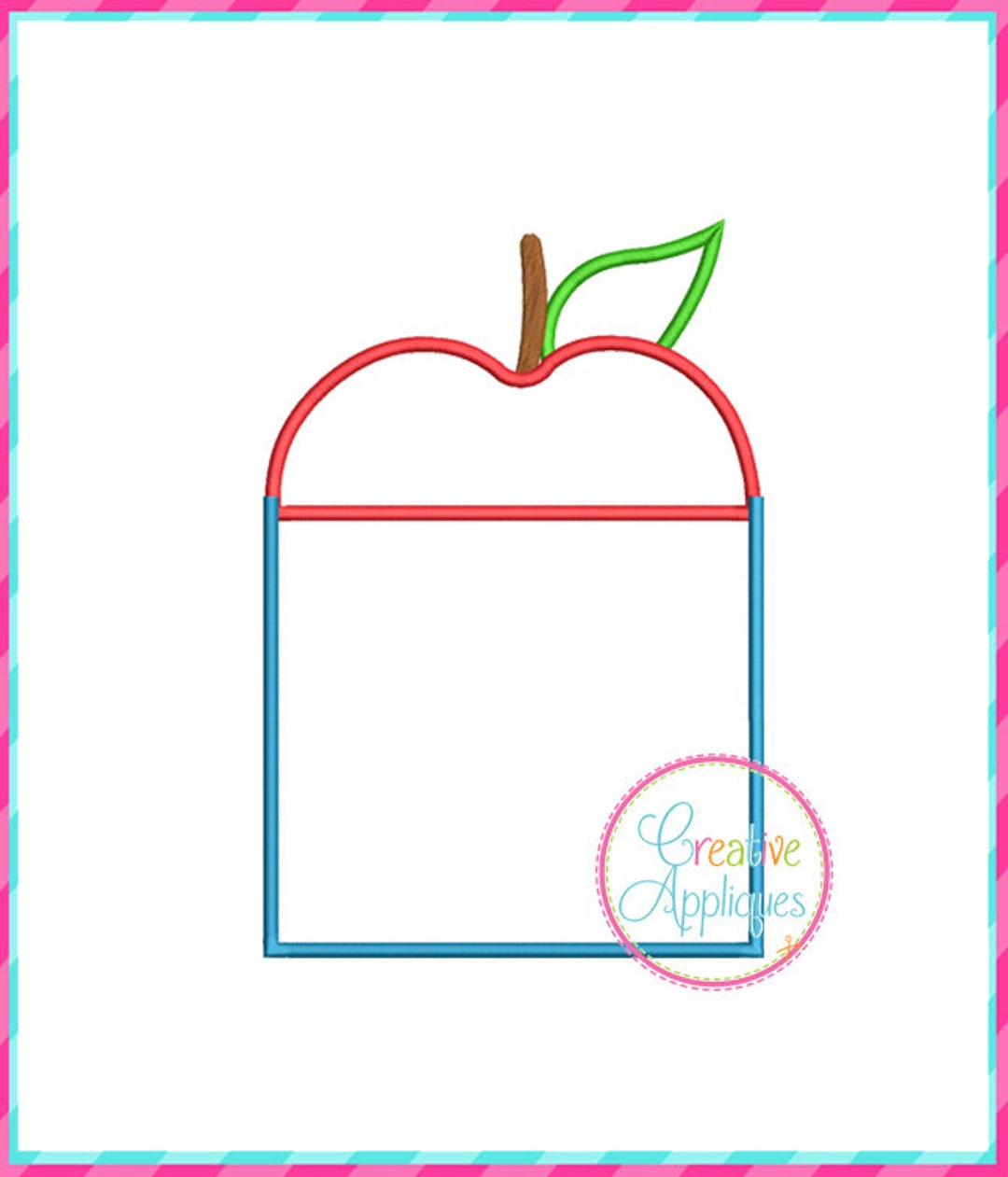 Apple Pocket Applique Machine Embroidery Design 9 Sizes, in the Hoop ...