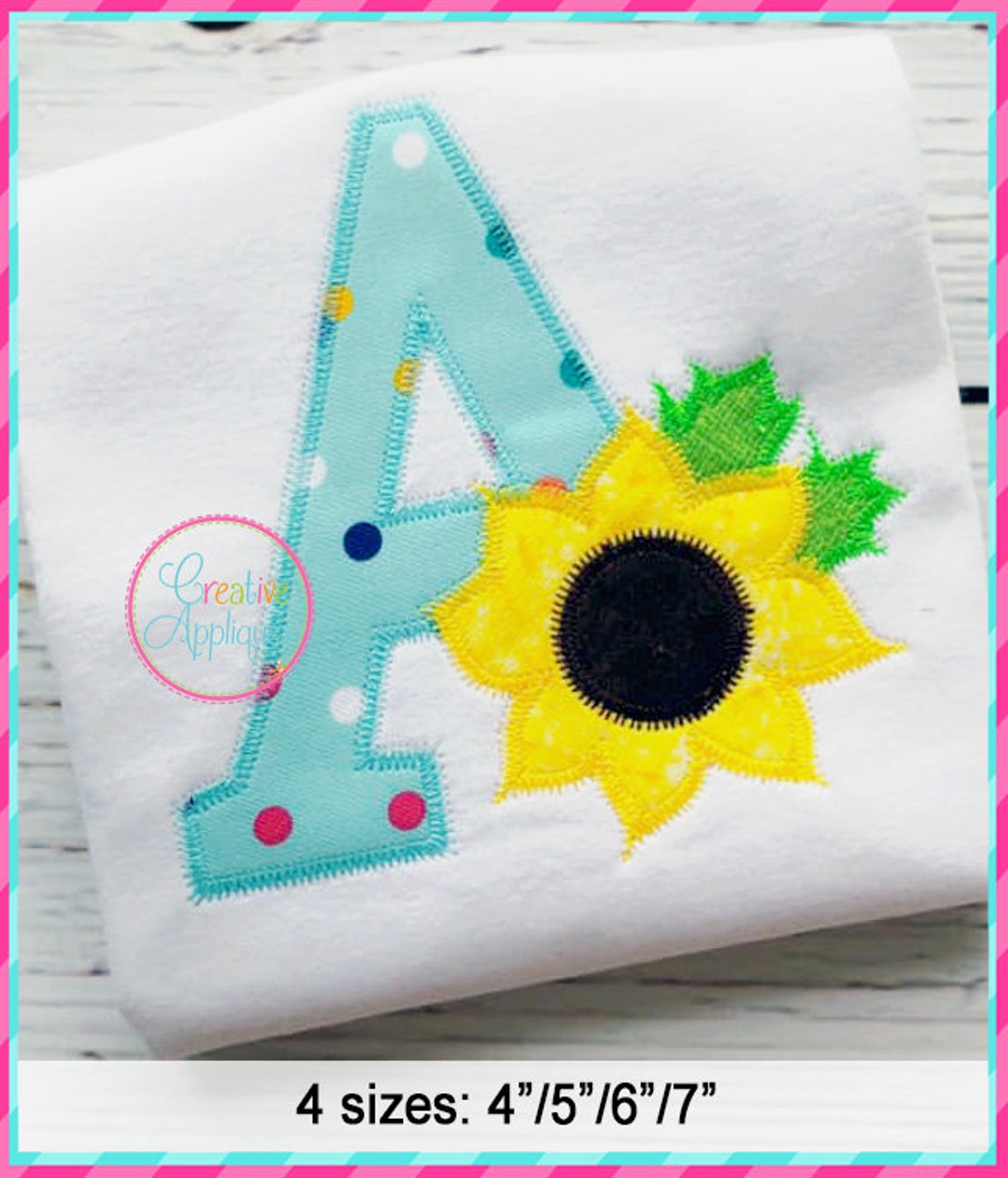 Sunflower Alphabet Applique Design Machine Embroidery Design 4 Sizes ...