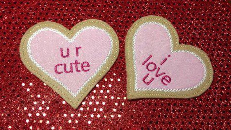Conversation Heart Cookie in the Hoop Machine Embroidery Design, in the ...