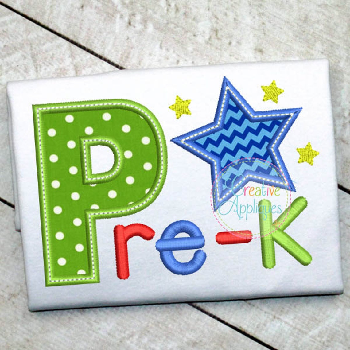 Pre-k Star Pre-kindergarten Digital Machine Embroidery Applique Design ...