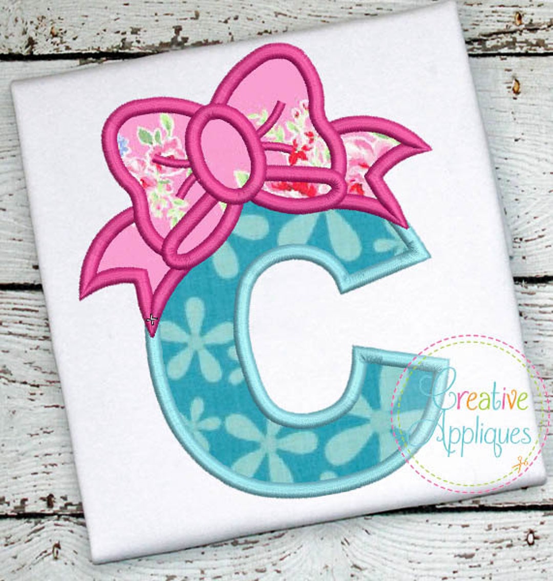 C Bow Letter C Applique Machine Embroidery Design 4 Sizes, Bow Applique ...