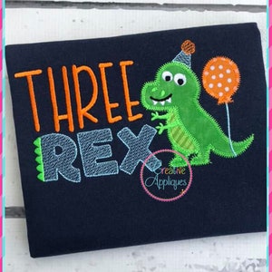 Three Rex 3rd Birthday Digital Machine Embroidery Design 4 Sizes, 3rd ...