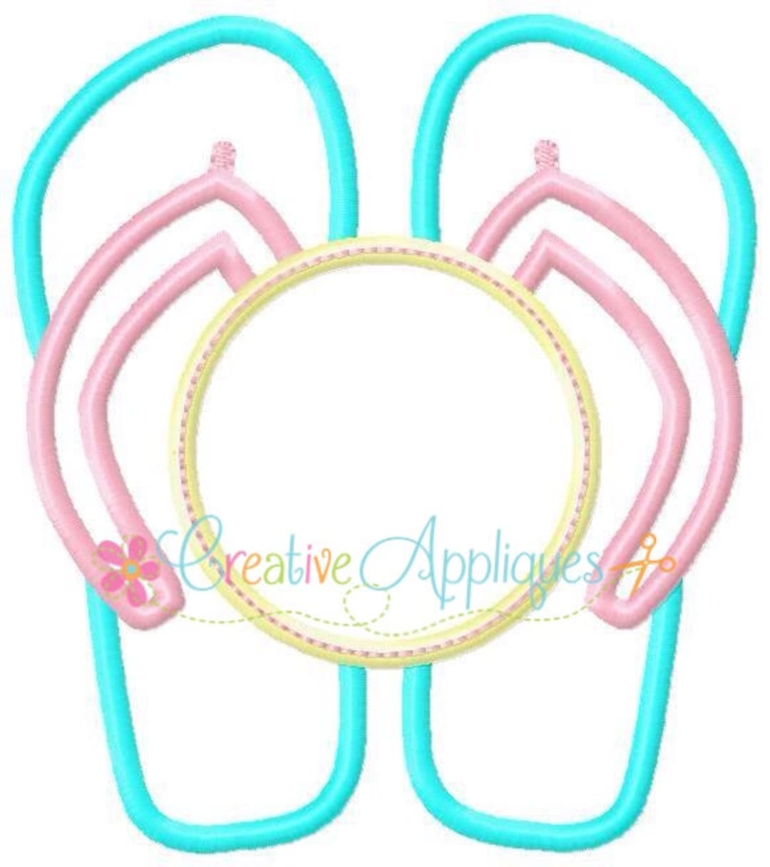 Flip Flop Monogram Machine Embroidery Applique Design 4 Sizes Natural ...