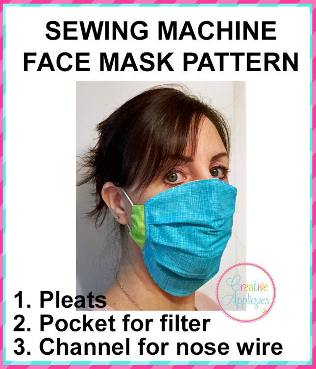 SEWING PATTERN 4 Sizes! Face Mask Digital Download Design, Breathing ...