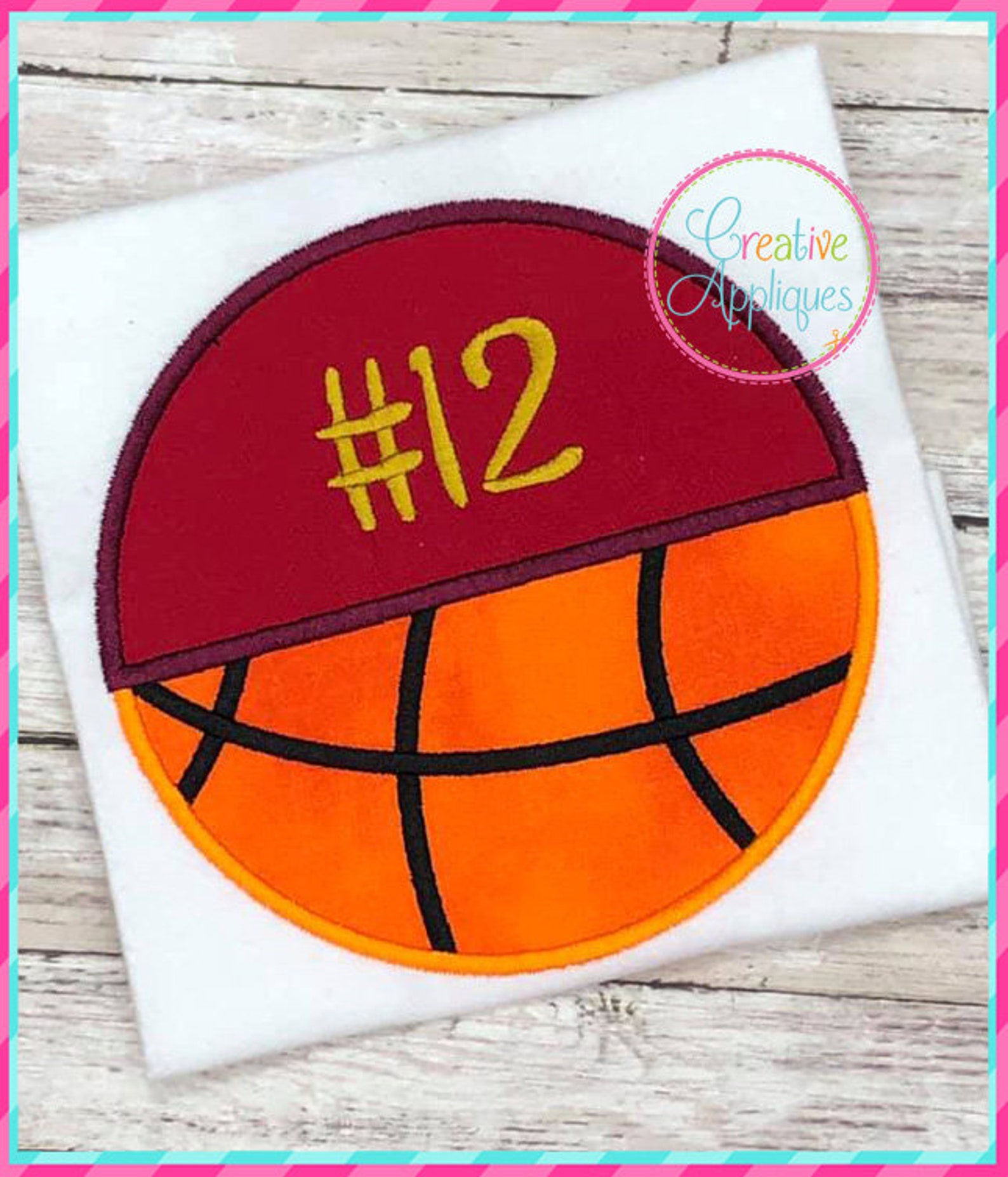 Half Basketball Frame Machine Embroidery Applique Design 4 Sizes ...