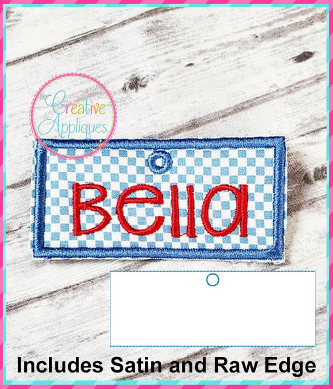 In the Hoop Rectangle Horizontal Tag Machine Embroidery Design 4 Size ...