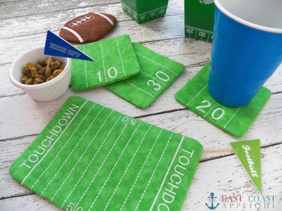 Football Field Coaster and Mug Rug in the Hoop Design Set, Machine ...