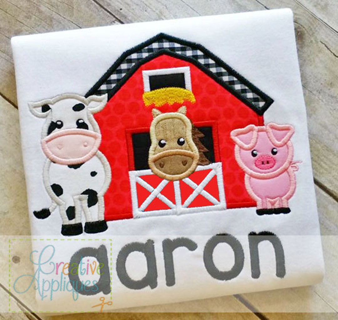 Barn Farm Animals Digital Machine Embroidery Applique Design 5 Sizes ...