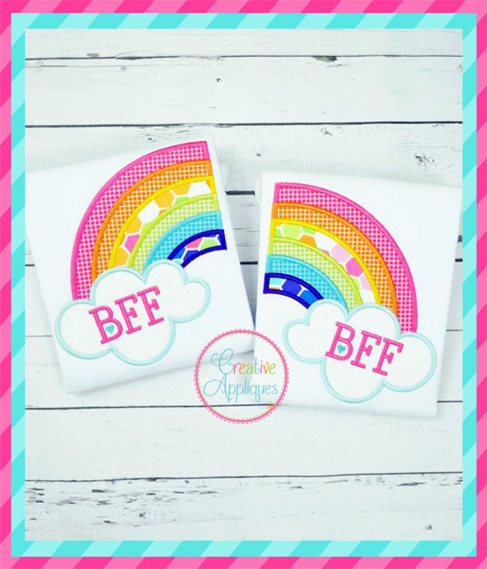 Best Friends BFF Rainbow Digital Machine Embroidery Applique Design 4 ...