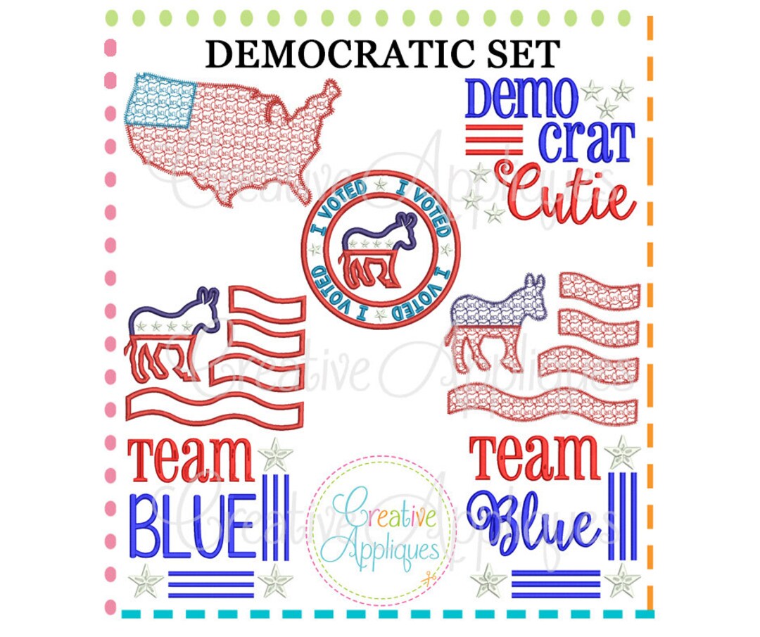 Democrat Set Digital Machine Embroidery Applique Designs, Democrat ...