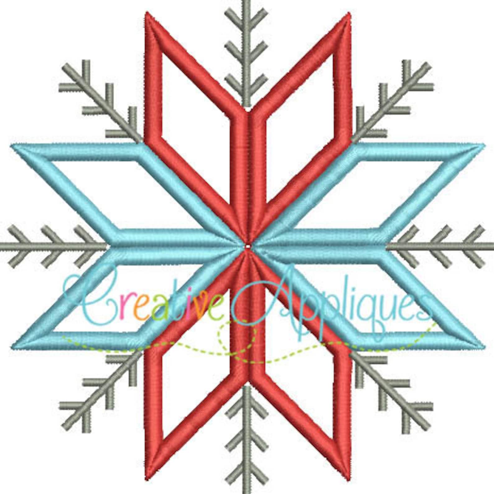 Snowflake Digital Machine Embroidery Applique Design 4 Sizes, Snowflake ...