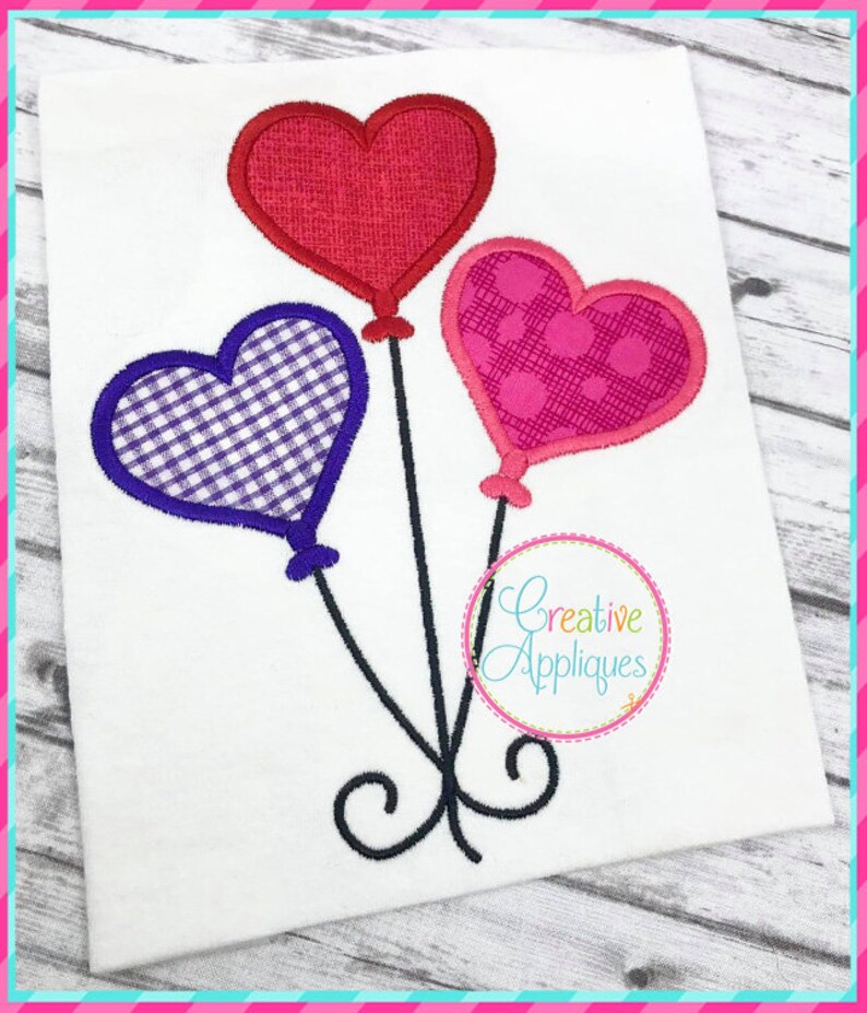 Heart Balloons Applique Design Machine Embroidery 5 Sizes, Hearts ...