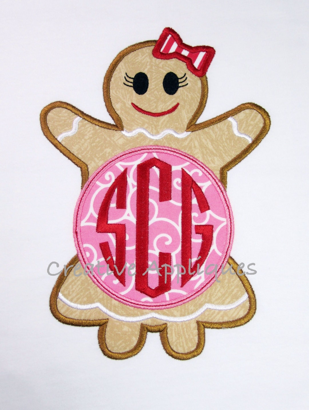 Gingerbread Girl Monogram Digital Applique Machine Embroidery Design 4 ...