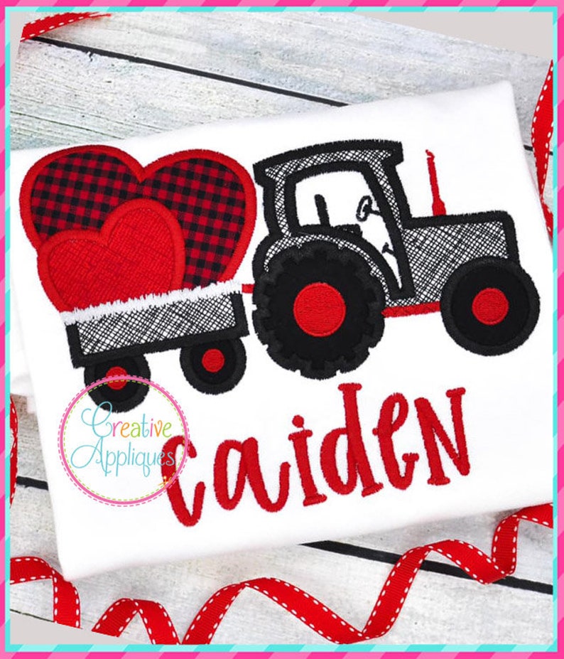 Tractor Hearts Applique Digital Machine Embroidery Design 5 Sizes ...