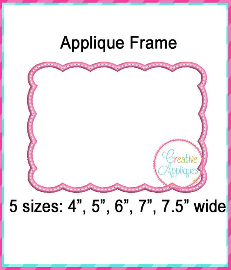 Scallop Rectangle Monogram Frame Machine Embroidery Applique | Etsy