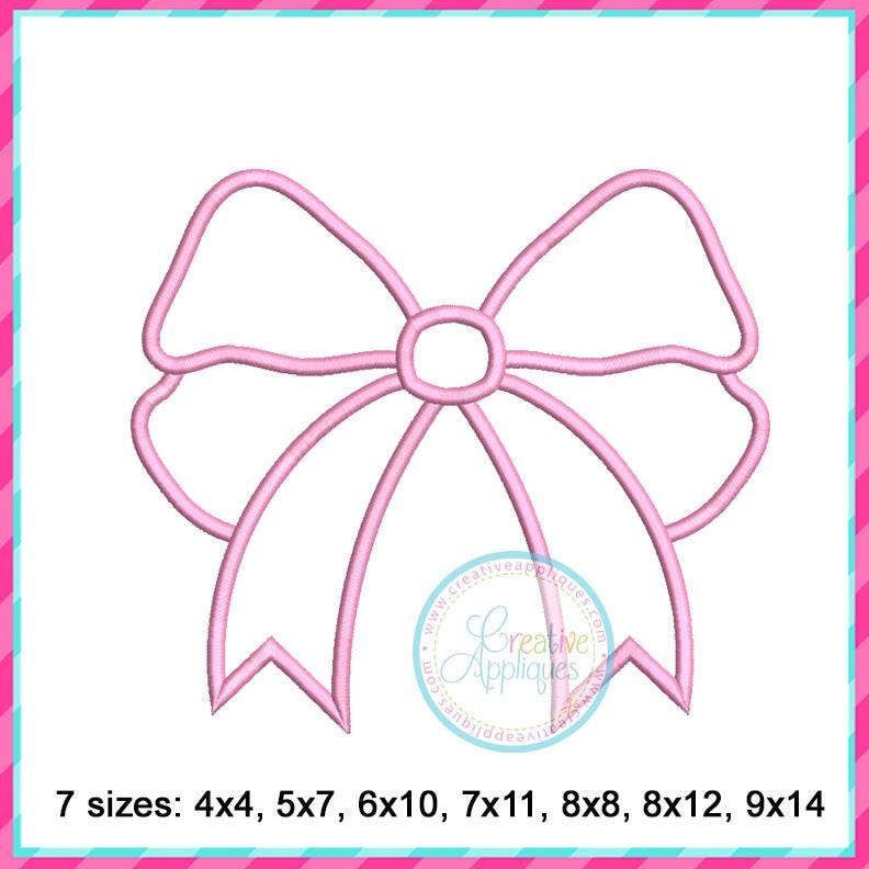 Fancy Bow Side Seam Applique Machine Embroidery Design, Bow Shirt Side ...