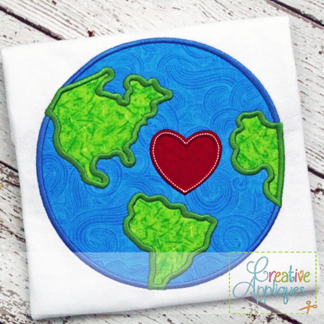 Planet Earth Globe Digital Machine Embroidery Applique Design 4 Sizes ...