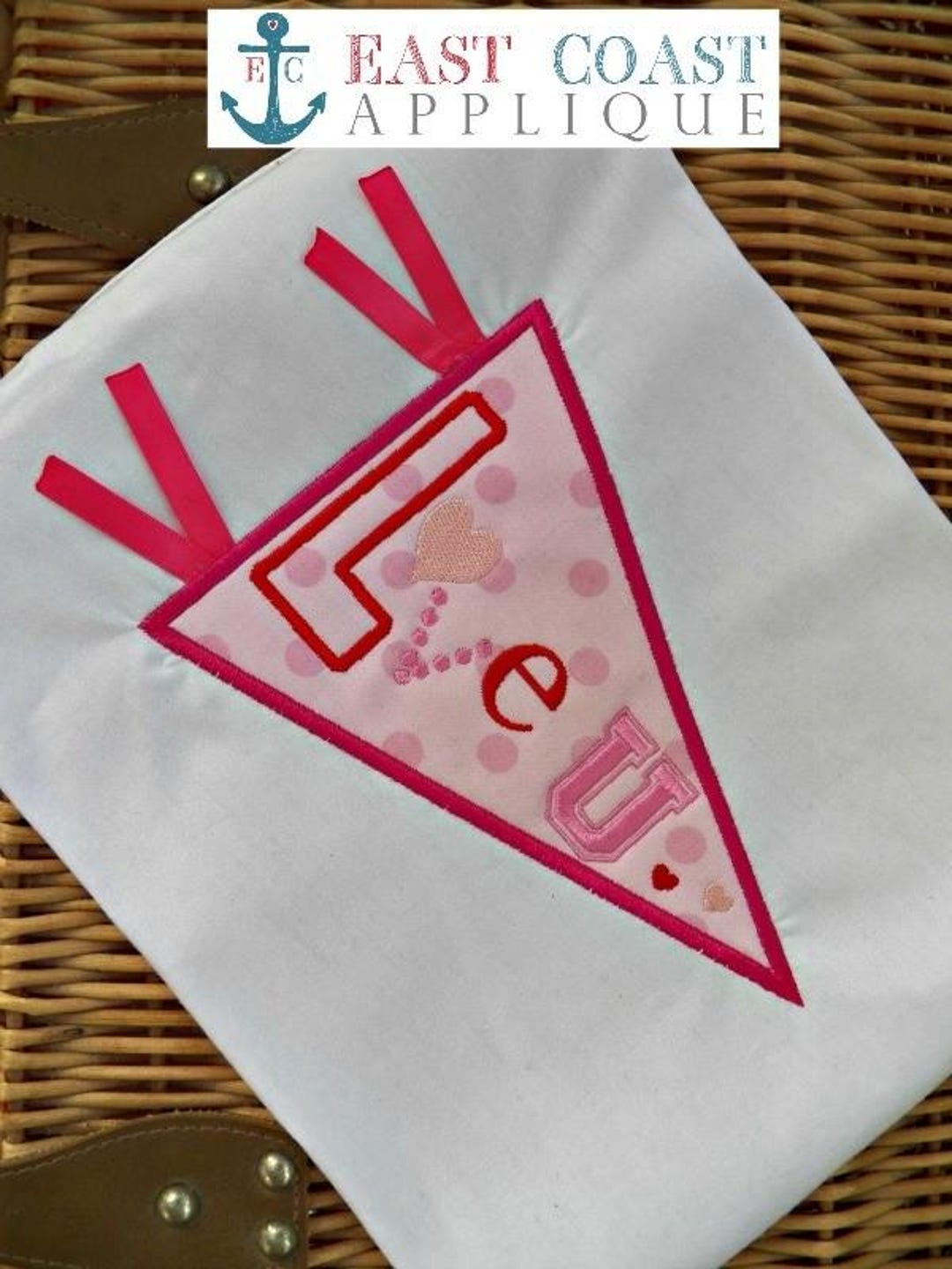 Love U Pennant Applique Design, Machine Embroidery Design, Valentine ...