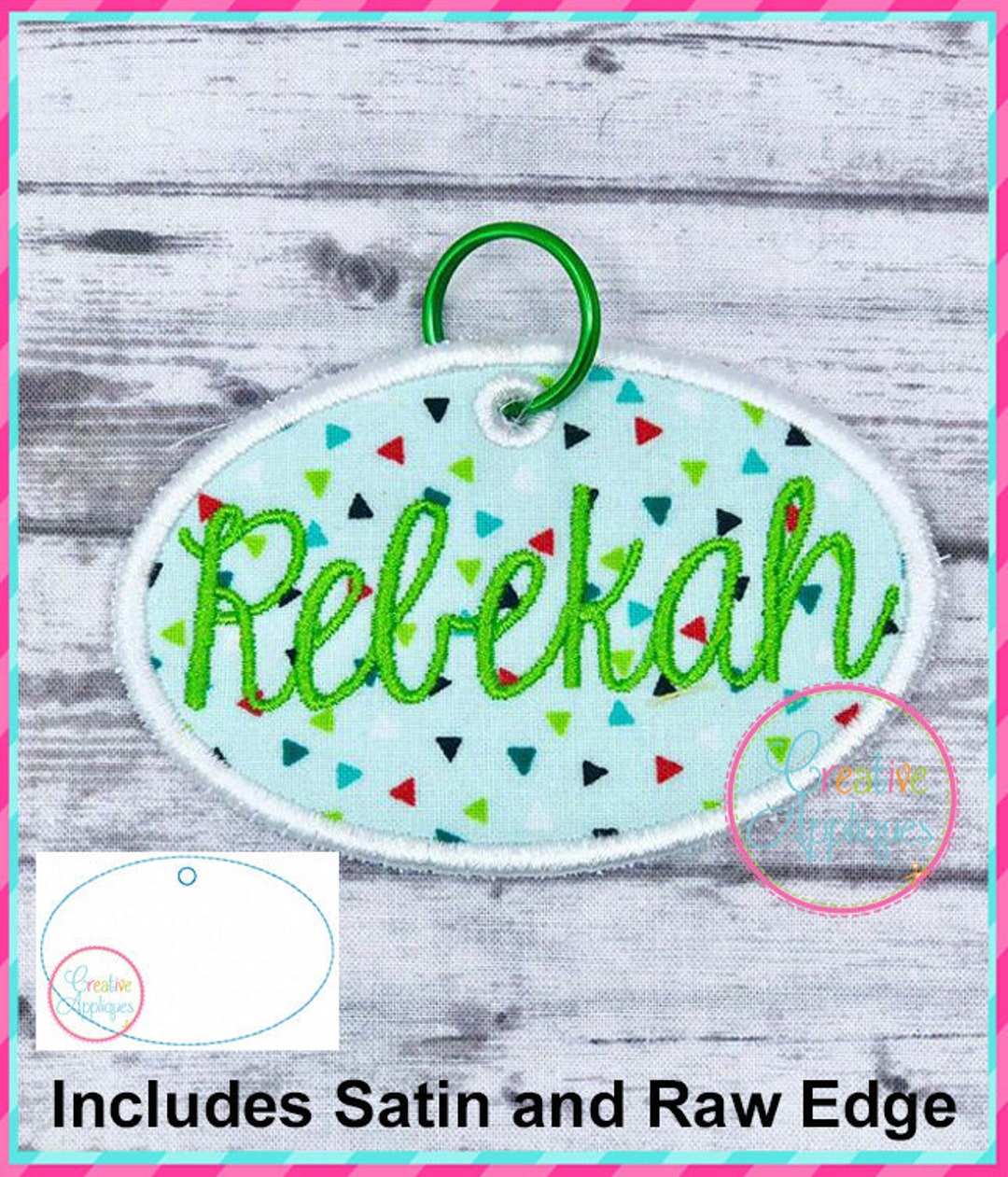 In the Hoop Oval Horizontal Tag Machine Embroidery Design 4 Sizes ...