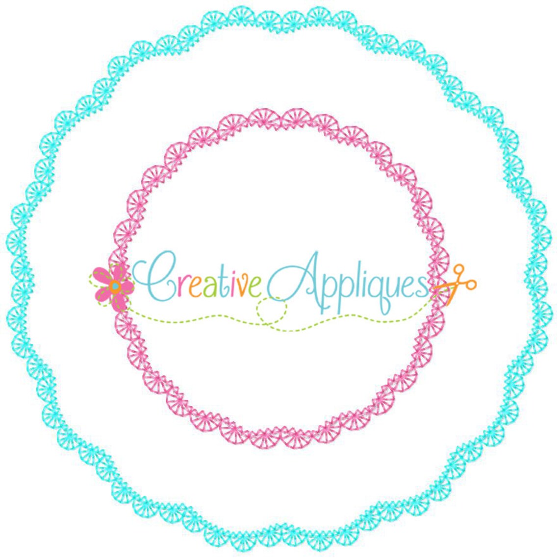 Double Scallop Lace Stitch Monogram Frame Digital Machine - Etsy