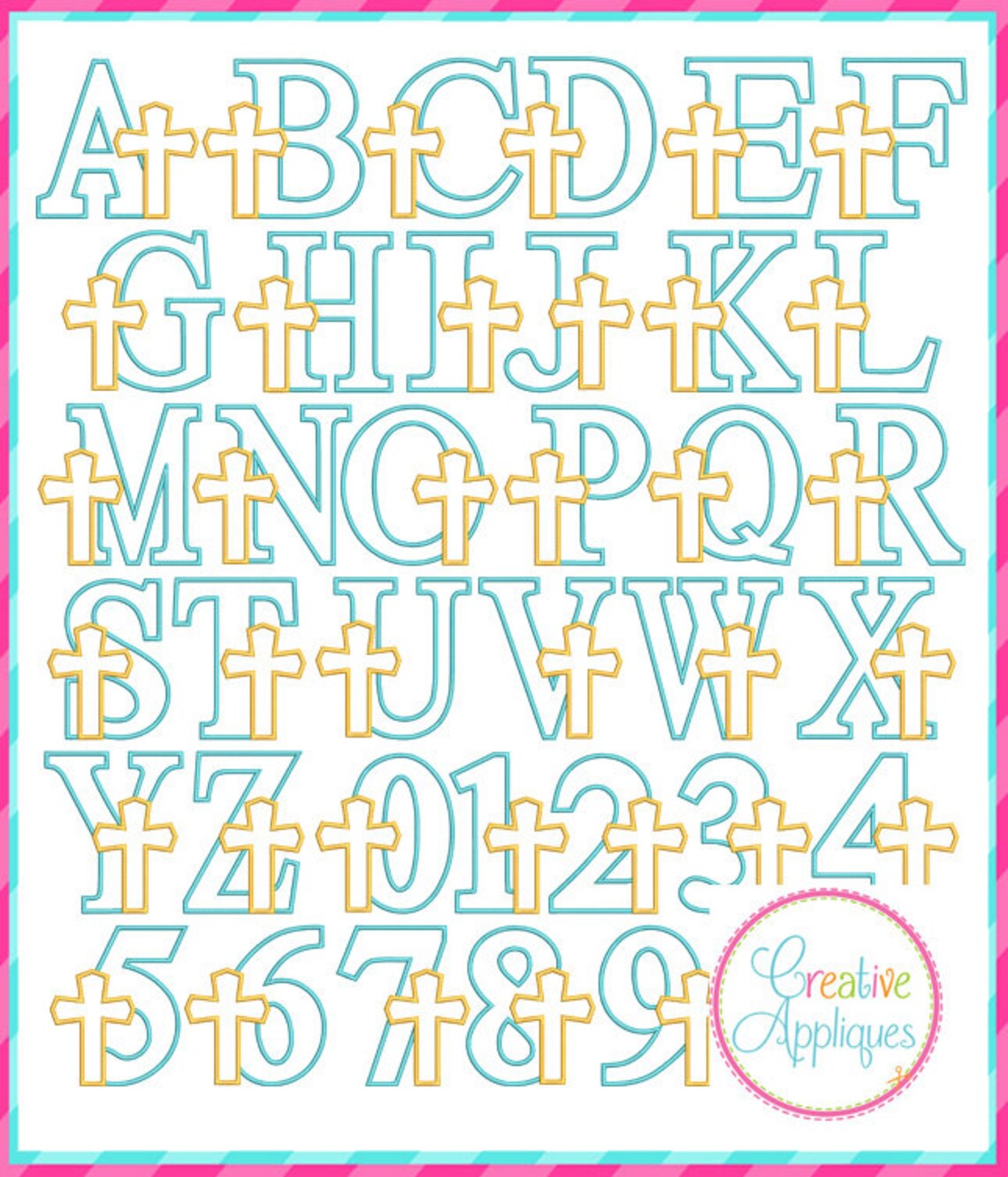 Letters & Numbers Cross Alphabet Applique Machine Embroidery - Etsy