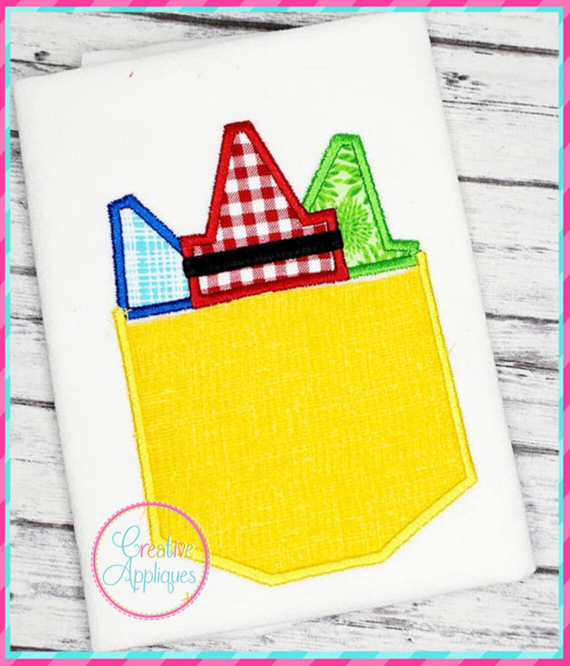 Crayon Pocket Applique Machine Embroidery Design 9 Sizes in - Etsy