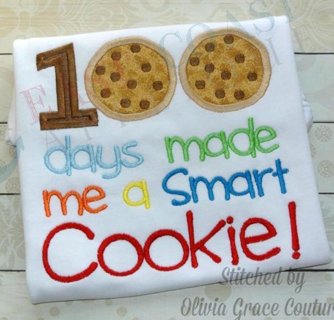 100 Days Smart Cookie Applique Design, Machine Embroidery, Embroidery ...