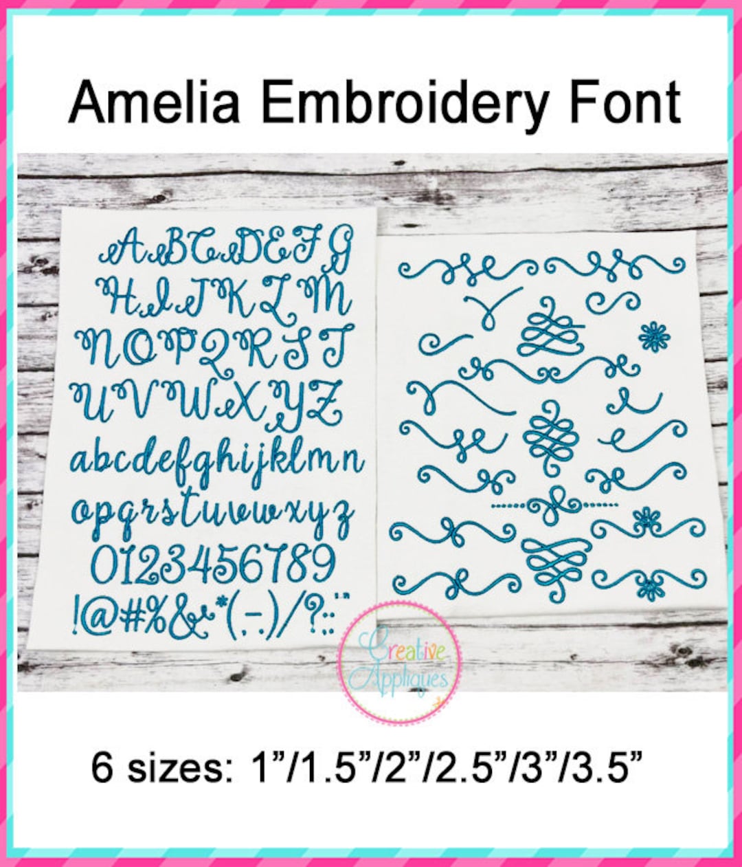 6 SIZES!!! Amelia Embroidery Alphabet Font Digital Machine Embroidery ...