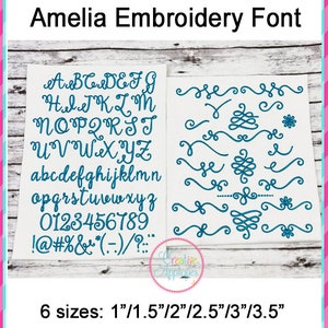 6 SIZES!!! Amelia Embroidery Alphabet Font Digital Machine Embroidery ...