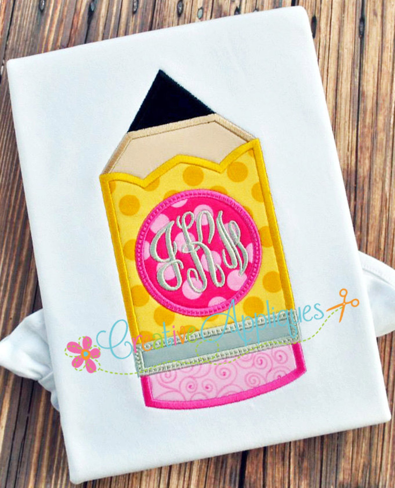 Pencil Monogram Digital Machine Embroidery Applique Design 4 Sizes - Etsy