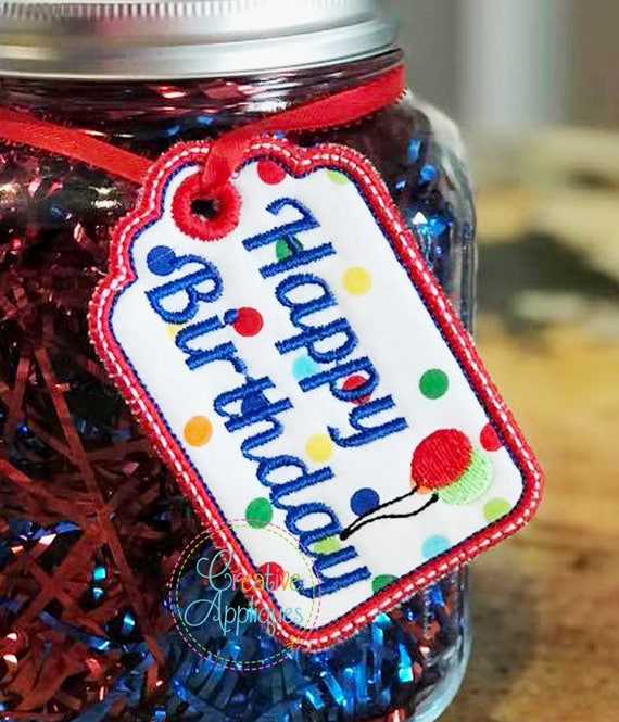 Happy Birthday Gift Tag Label in the Hoop Applique Machine - Etsy