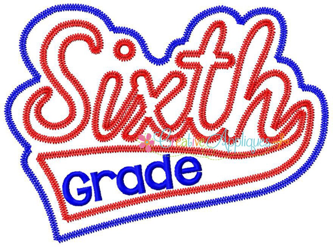 Sixth Grade Digital Machine Embroidery Applique Design 3 Sizes - Etsy