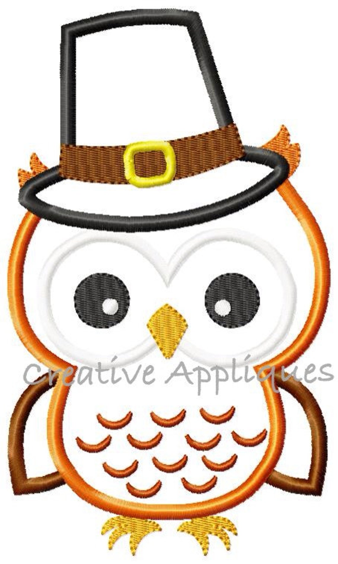 Pilgrim Owl Thanksgiving Digital Machine Embroidery Applique - Etsy
