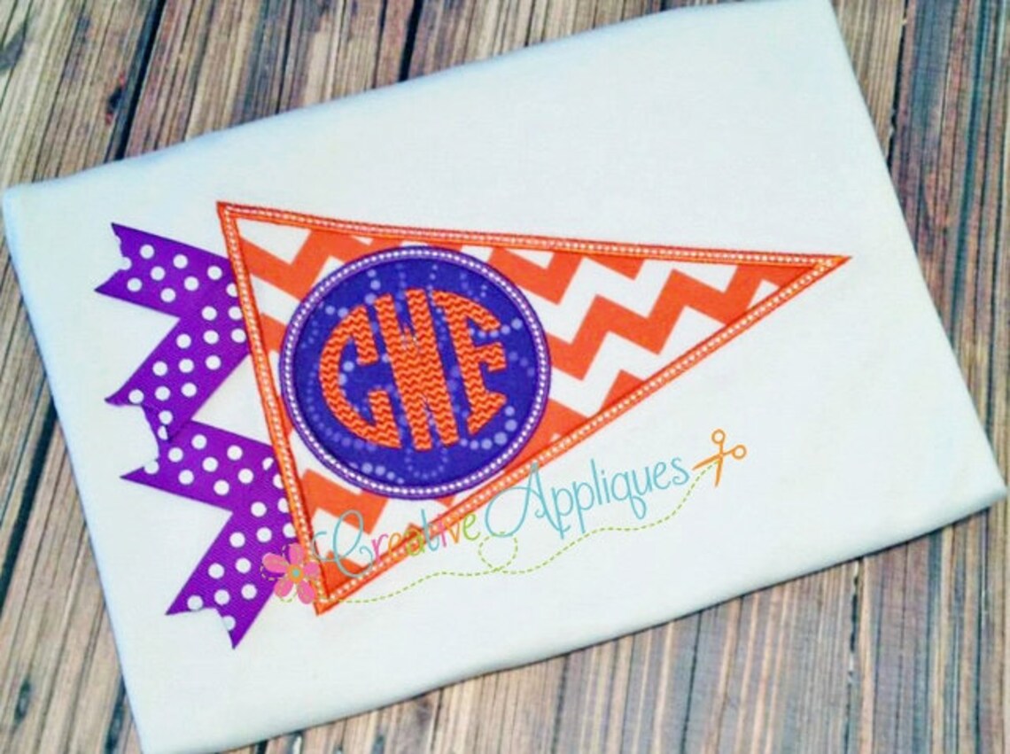 Pennant Monogram Digital Machine Embroidery Applique Design 4 Sizes - Etsy
