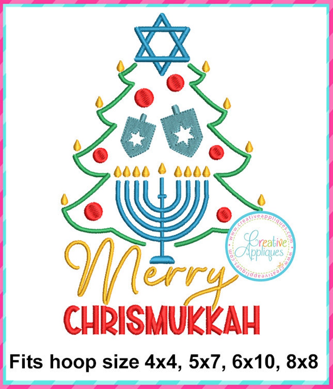 Merry Chrismukkah Digital Machine Embroidery Design 4 Sizes, Hanukkah ...