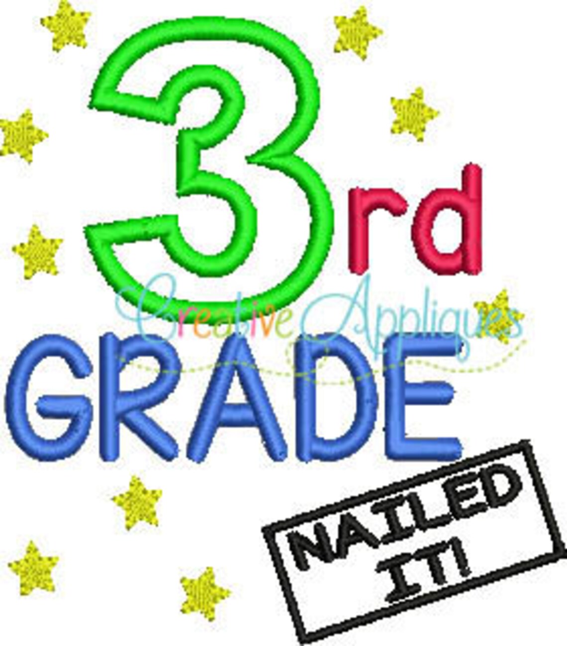 3rd Third Grade Nailed It Applique Digital Machine Embroidery | Etsy