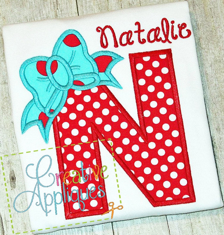 Bow Alphabet Letters A-Z Applique Machine Embroidery Design 4 | Etsy